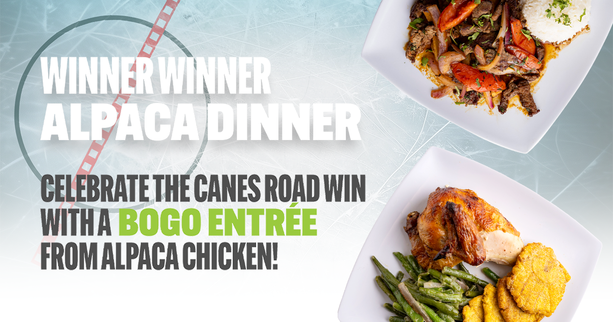 Celebrate Canes Road Wins with a BOGO Entrée! - Alpaca Chicken